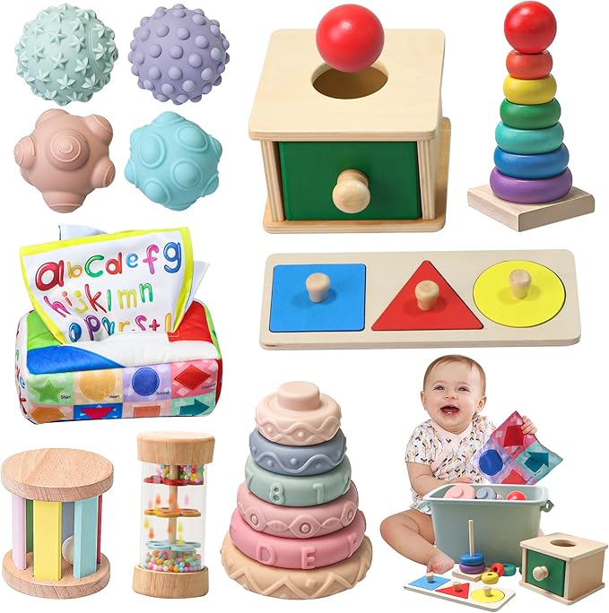Amazon.com: Montessori Toys for Babies 6-12 Months,1 Year Old,8 in 1 ...
