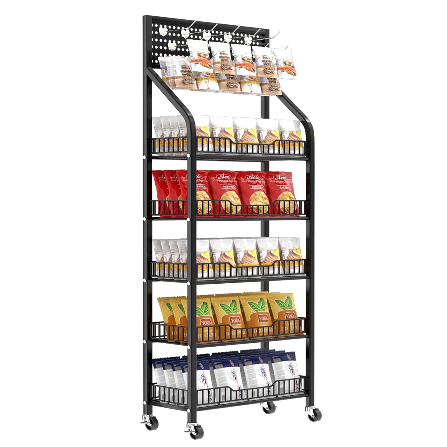 Amazon.com: QJSZMEI 5 Tier Snack Rack Display Stand, Metal Retail Chip ...