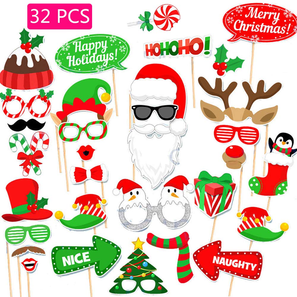 Buy 32 Pcs Christmas Photo Booth Props Party Photo Booth Props Buy 32 Pcs Christmas Photo Booth Props Party Photo Booth Props