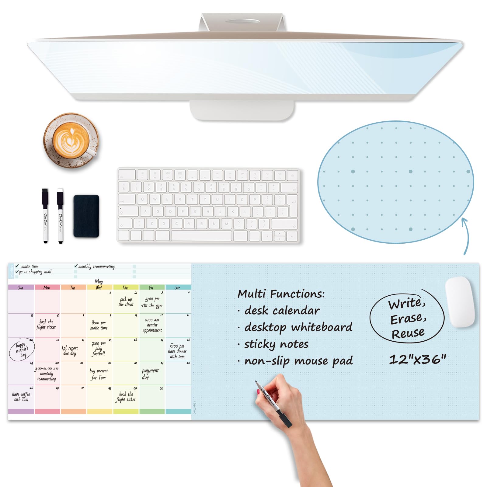 Amazon.com : Multi-Functional Desk Calendar, Dry Erase Calendar for ...