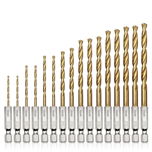 Set di Punte da Trapano in Titanio Attacco Esagonale, 16 Pezzi Punte ...