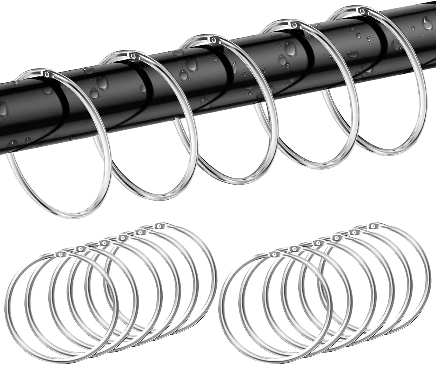 Coideal Large Metal Brushed Nickel Circular Shower Curtain Rings/Loose ...