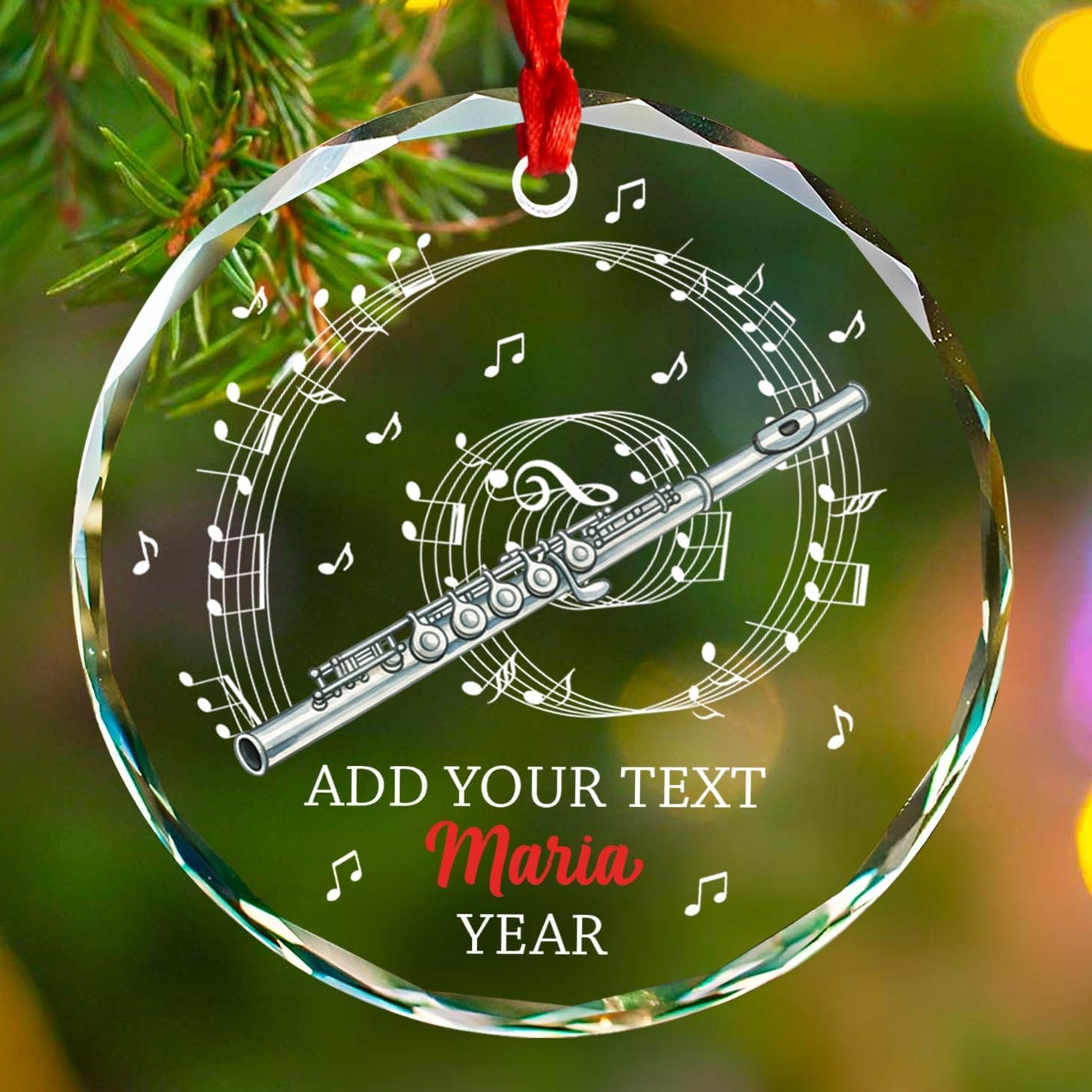 Amazon.com: Personalized Flute Musical Instrument Glass Ornament, Flute ...