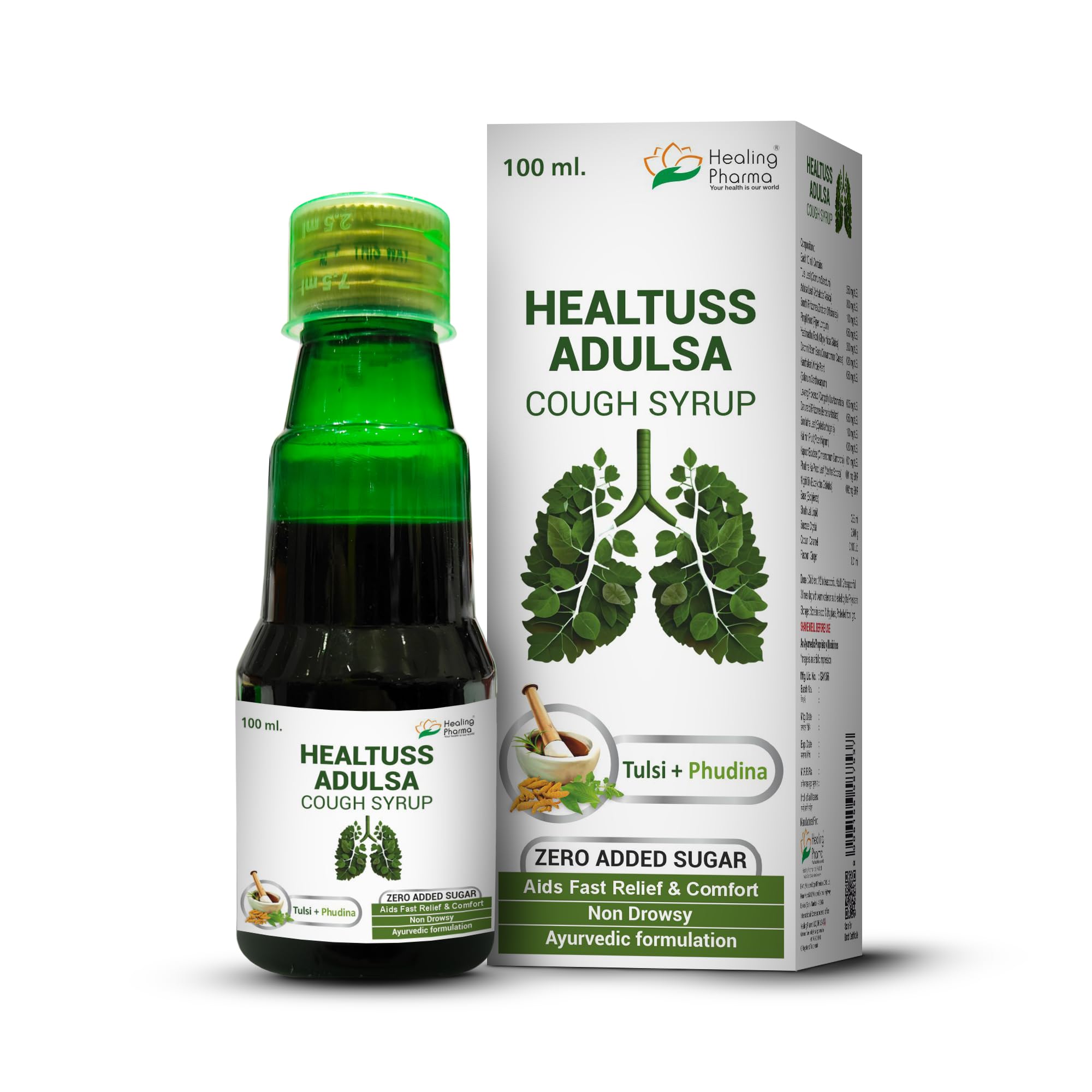 Buy Healing Pharma - Healtuss Adulsa Cough Syrup With Tulsi & Phudina ...