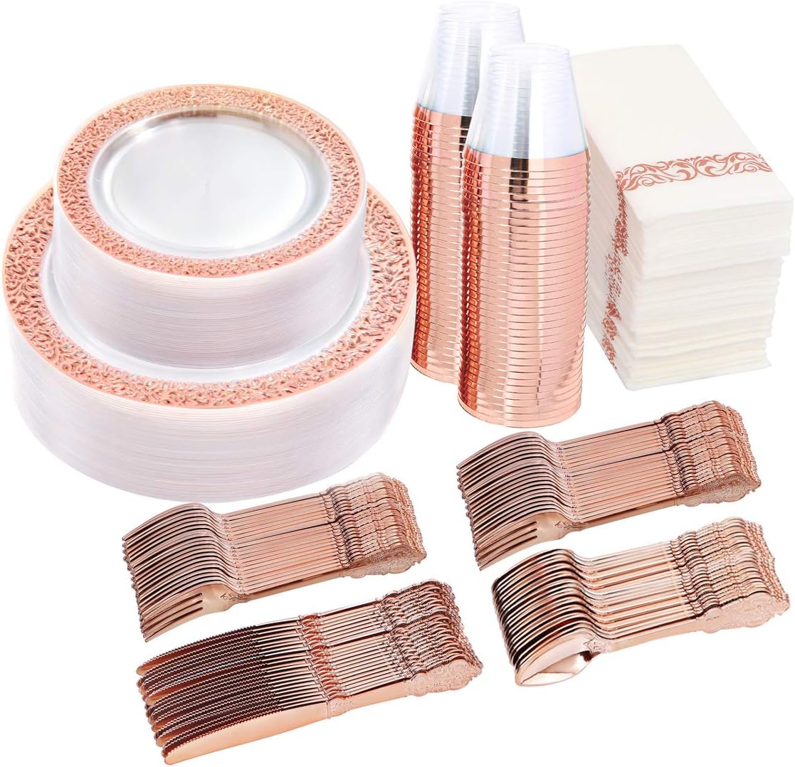 Amazon.com: Didaey 700 Pcs Disposable Dinnerware Set for 100 Guests ...