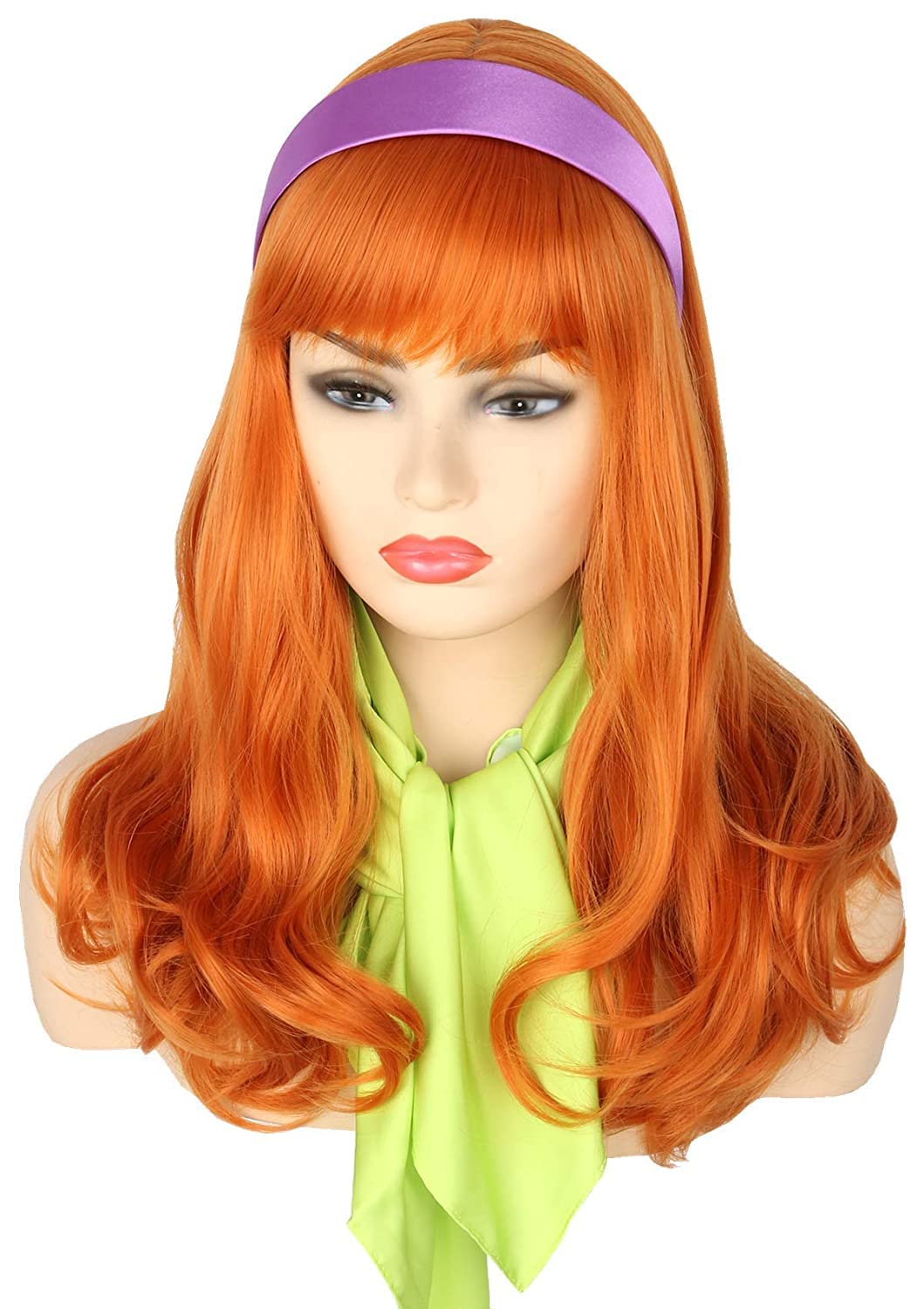 Amazon.com: Topcosplay Daphne Wig Headband and Scarf Orange Wavy Wigs ...