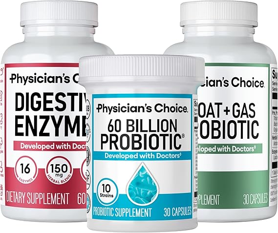 Amazon.com: Physician's CHOICE 60 Billion Probiotic 30ct + Bloat & Gas ...