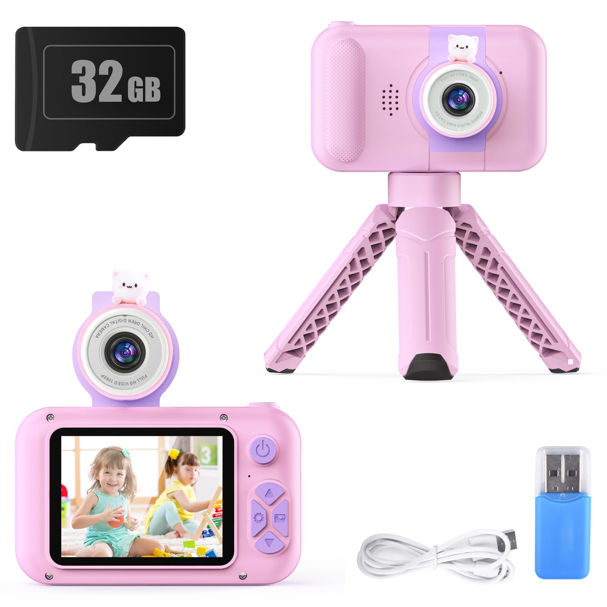 Amazon.com: PURULU Kids Camera with Flip-up Lens for Selfie & Video, HD ...