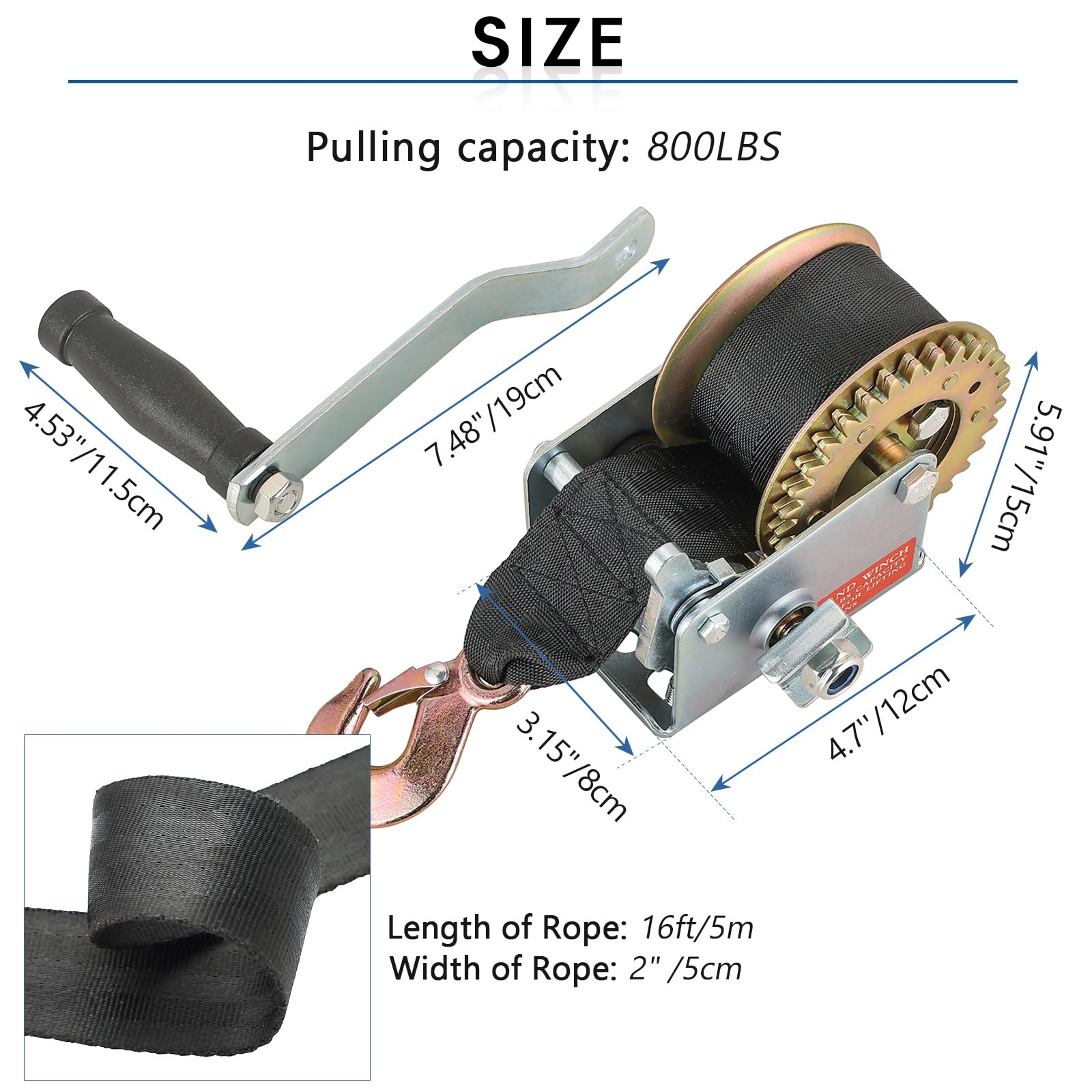 Snapklik.com : DASBET Boat Trailer Winch Hand Winch Crank Cable