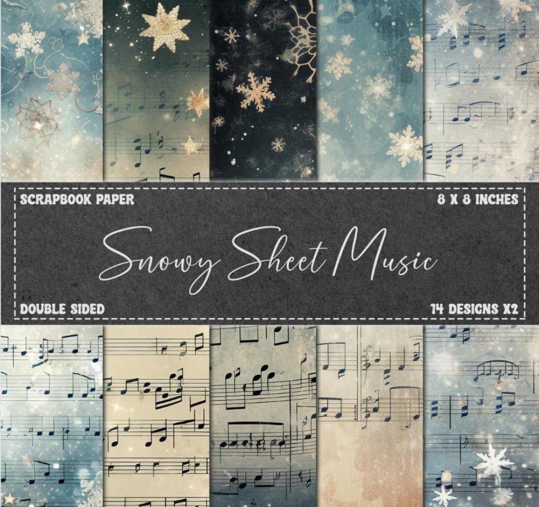 Scrapbook Paper: Sheet Music Patterns, Vintage Snowy Themed, Winter ...