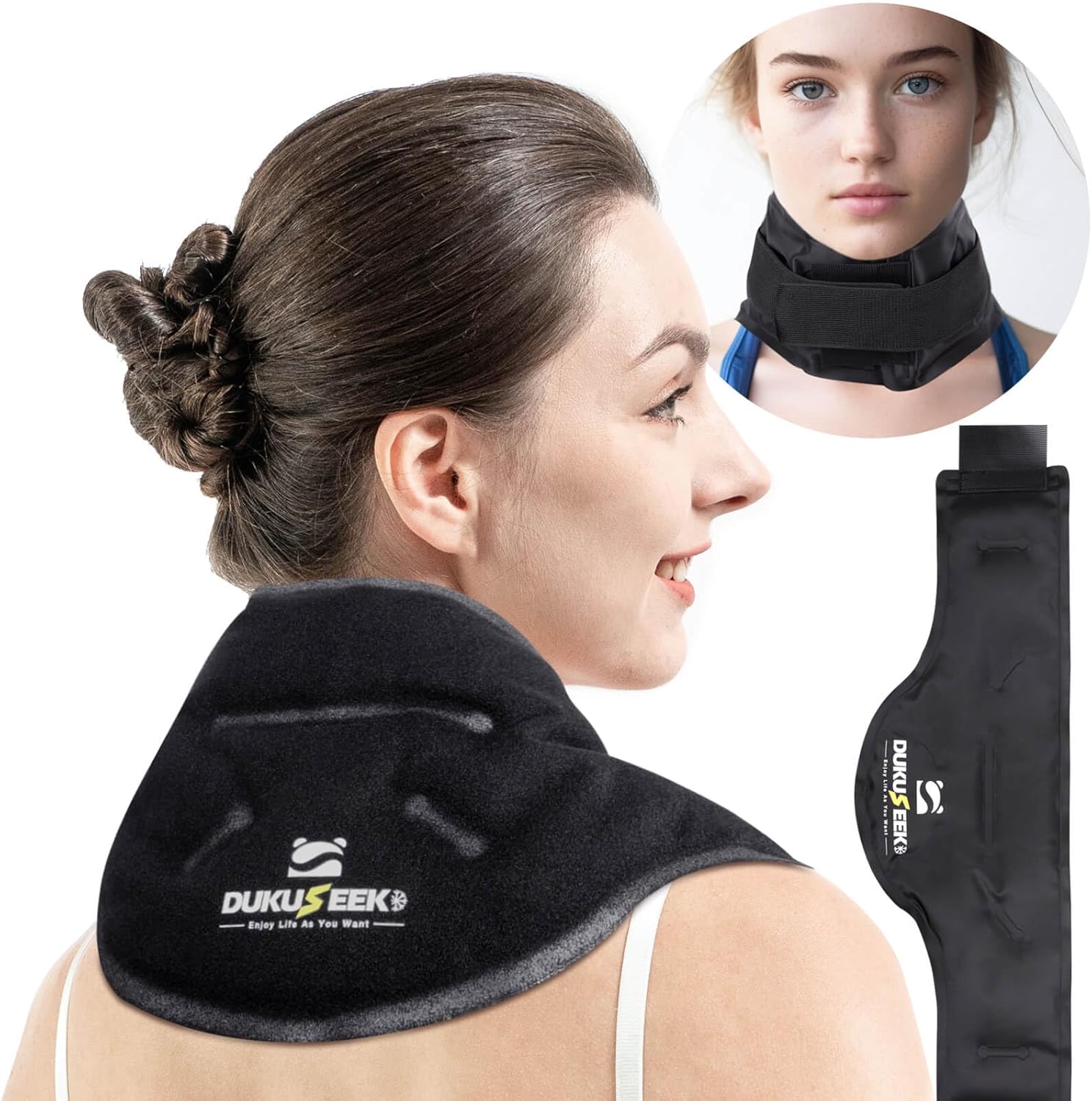 Amazon.com: DUKUSEEK Neck Ice Pack with Straps, Upgraded Looped Lycra ...