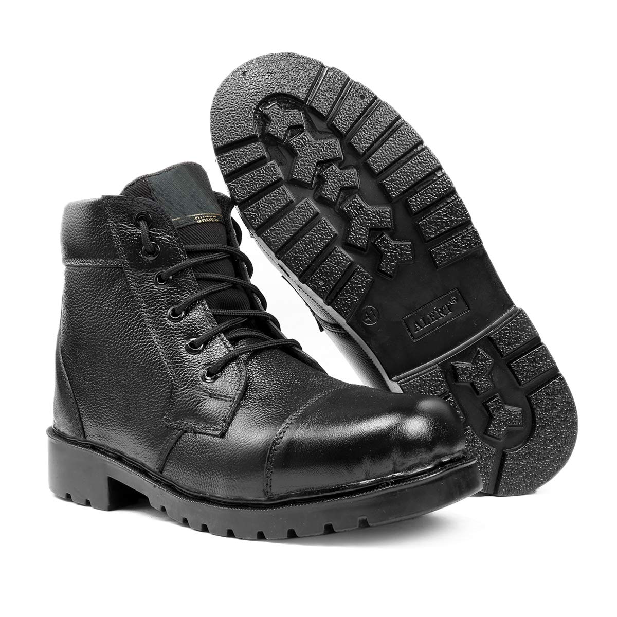 Buy PARA COMMANDO Black Genuine Leather Men's Commando Safety Boot Shoe ...