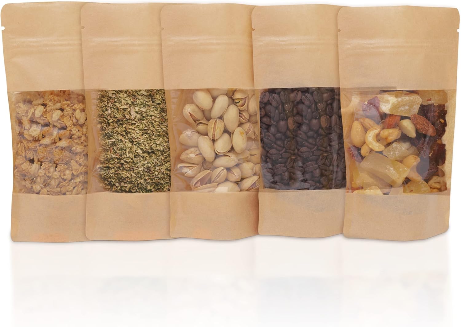 Amazon.com: Kraft Stand Up Pouches, Zip Lock Storage; Packaging Bag ...