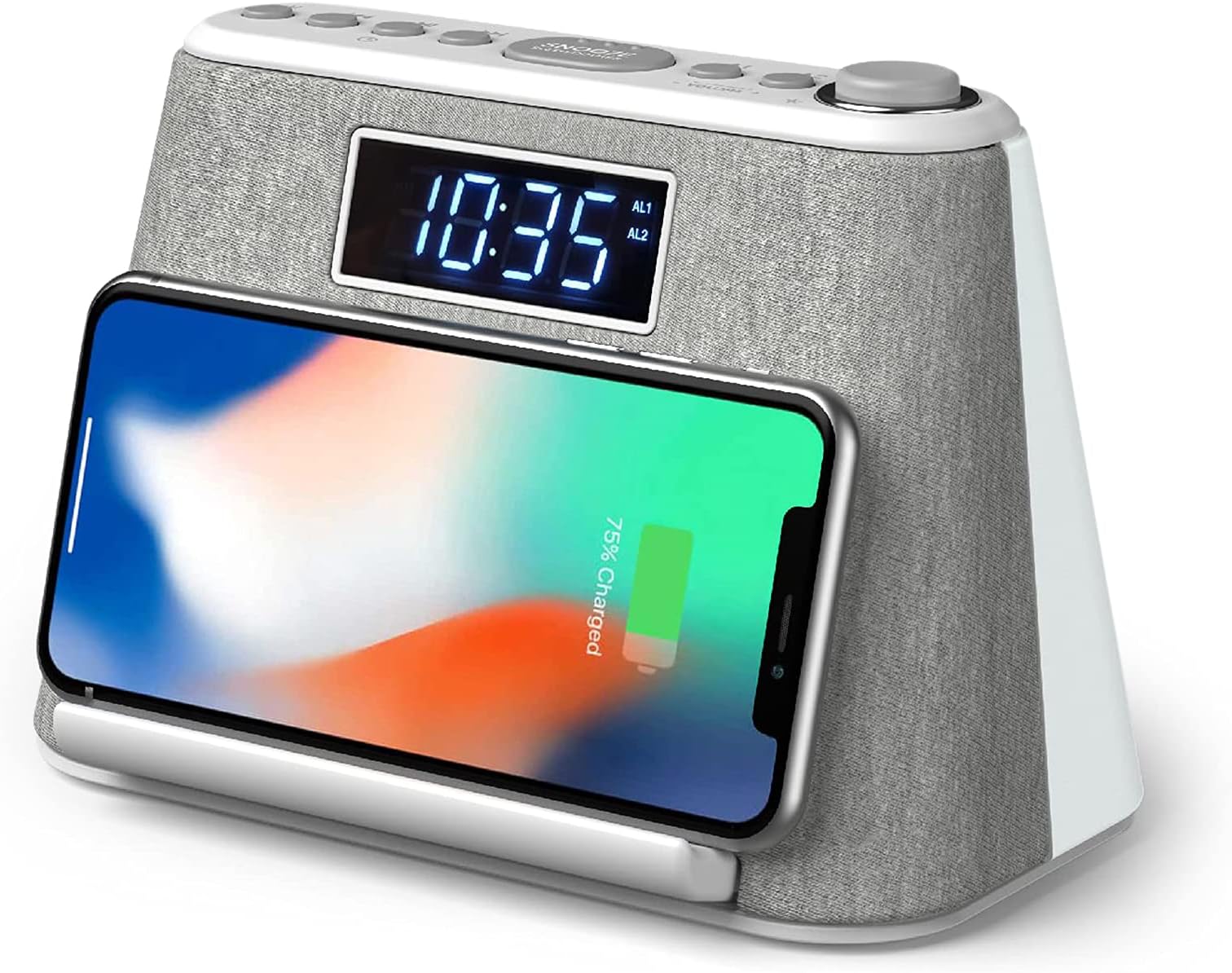 NOKLEAD Small Metal Alarm Clock with Qi Wireless Charging - Clear ...