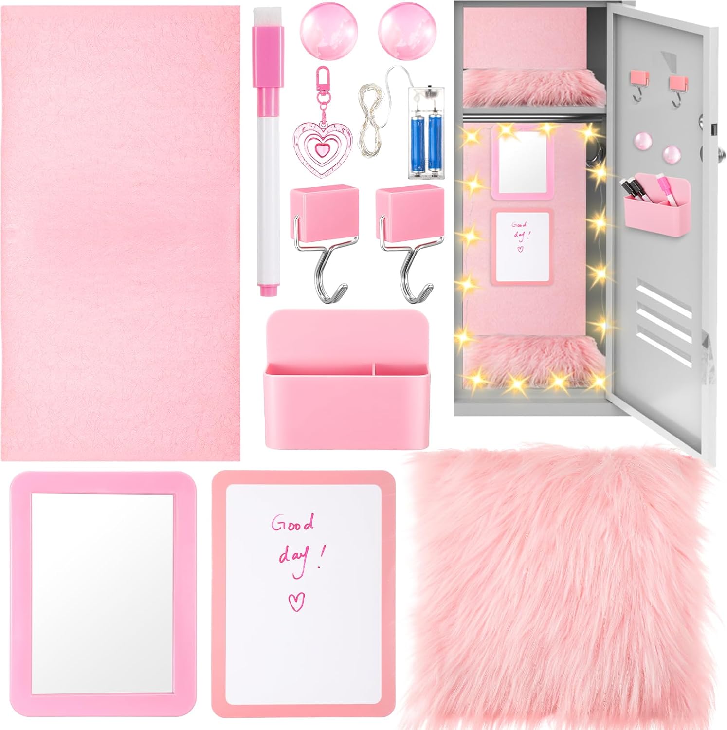 Wonderjune 12 Pcs Locker Accessories Kits for Girls Magnetic Whiteboard ...