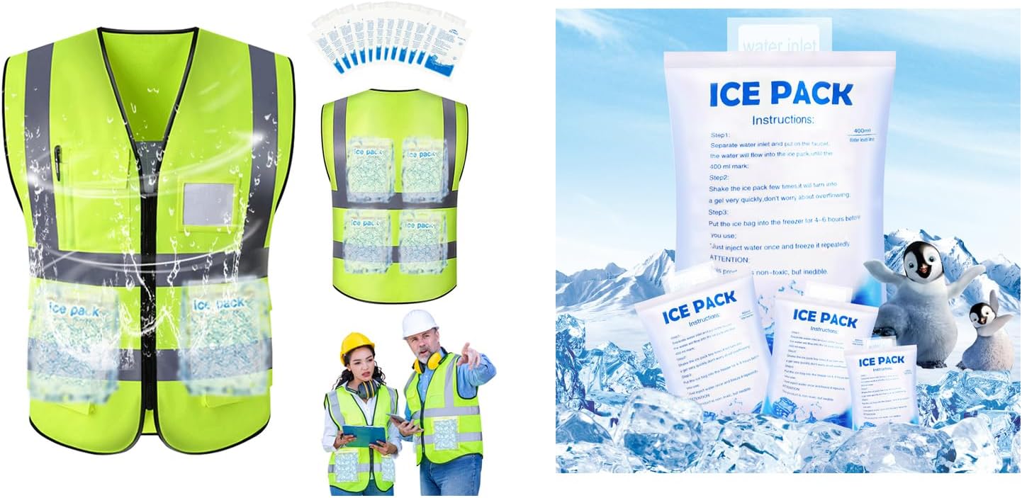PANGTIKU ice cooling vest and more reusable spare ice packs for ice ...