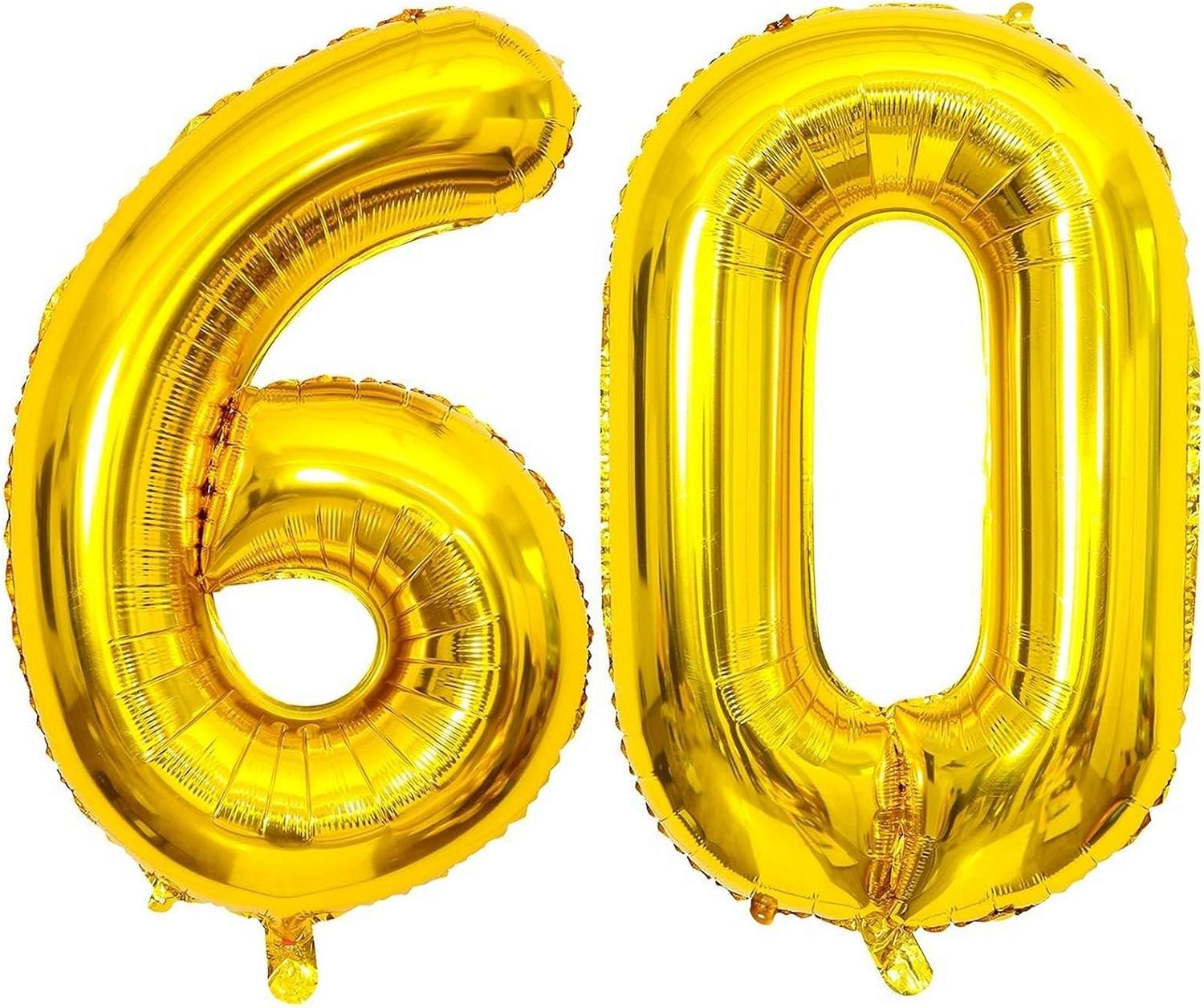 Amazon.com: Gold 60 Number Balloons, 40 Inch Giant Number 60 Balloons ...