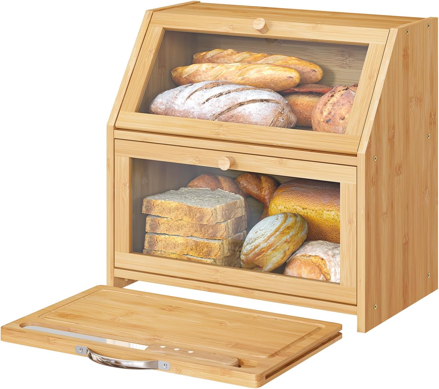 Amazon.com: 3J2 Discoveries Bread Box for Kitchen Countertop – Large ...