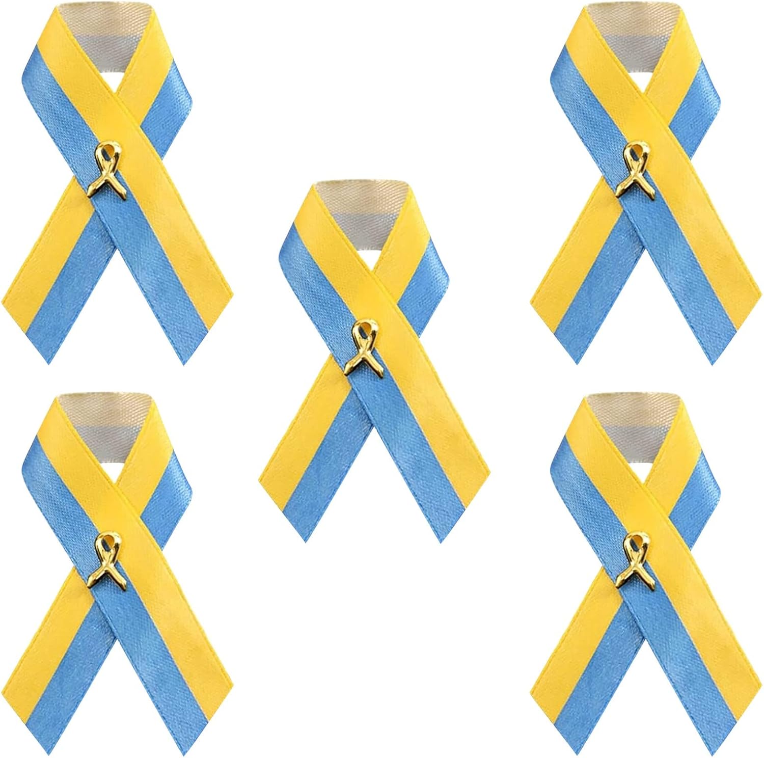 Amazon.com: Flower Brooch for Women Satin Ukraine Awareness Ribbon Pins ...