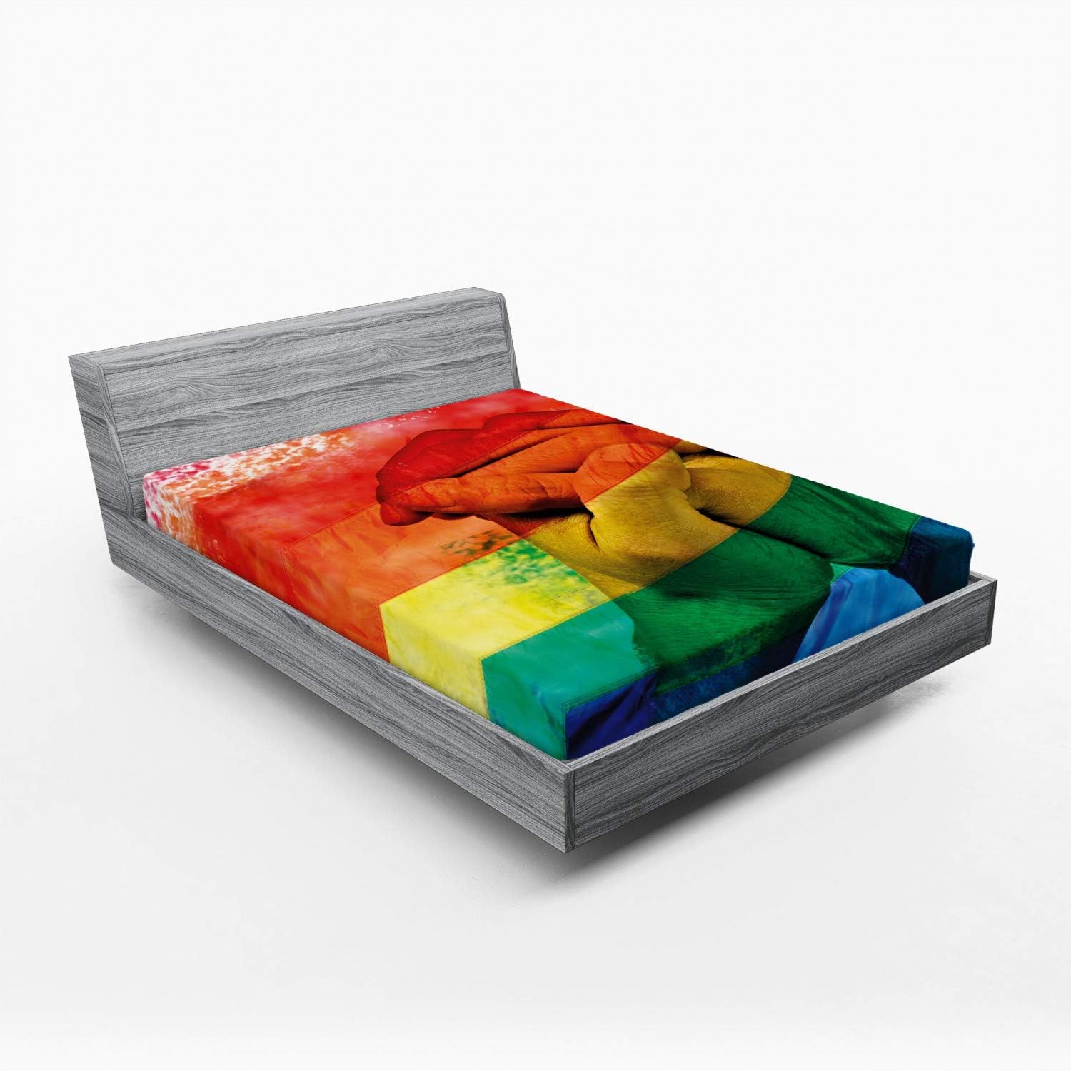 Amazon.com: Ambesonne Pride Fitted Sheet, Hands of Young Men Put ...