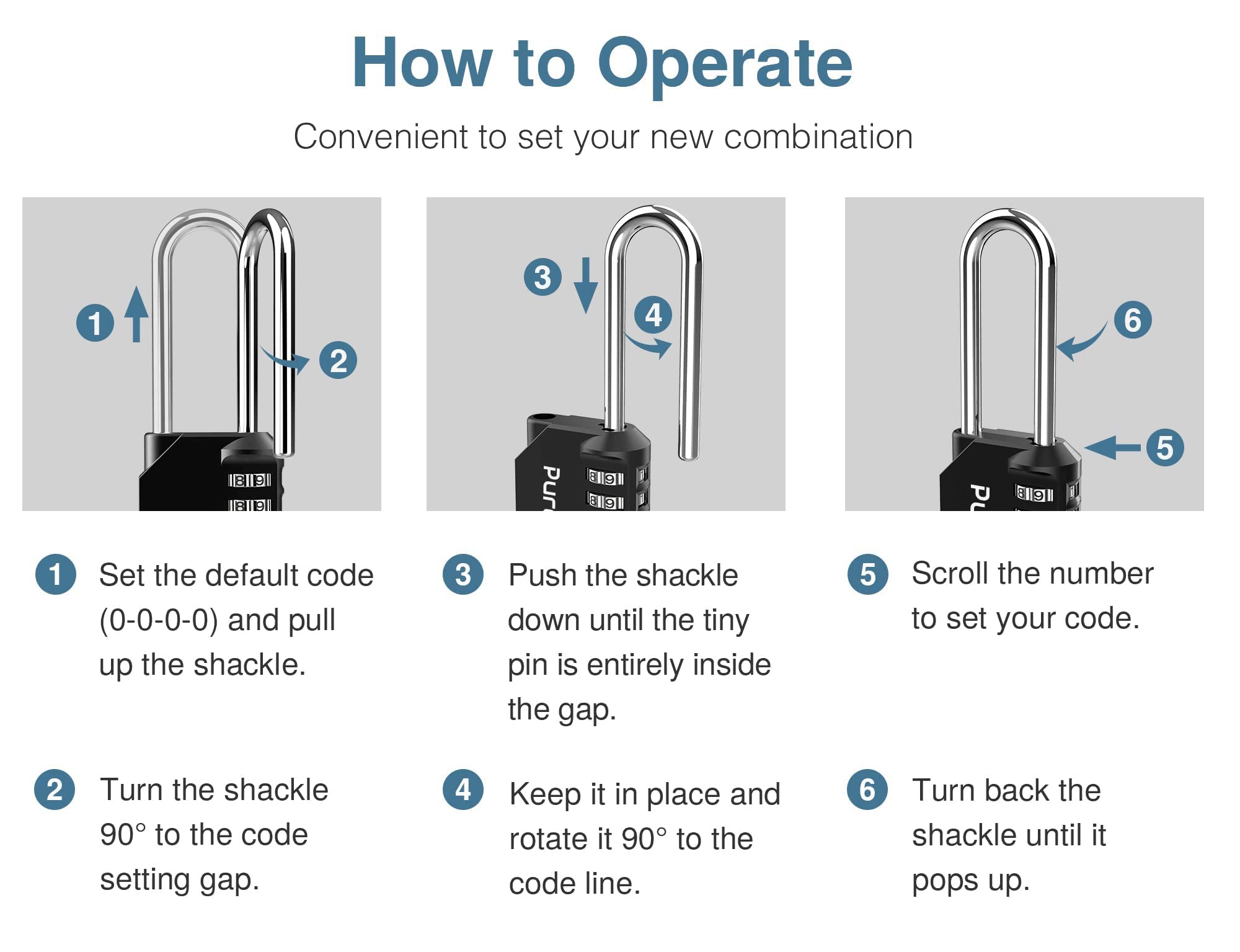 Snapklik.com : Puroma 1 Pack 2.6 Inch Long Shackle Combination Lock 4 ...
