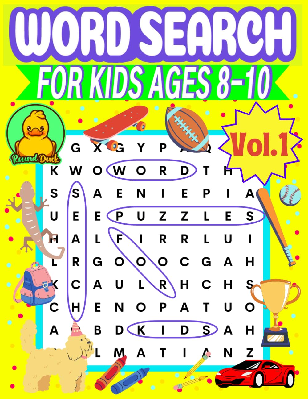 Word Search for Kids Ages 8-10 Vol1 by Round Duck: 120 Word Search ...