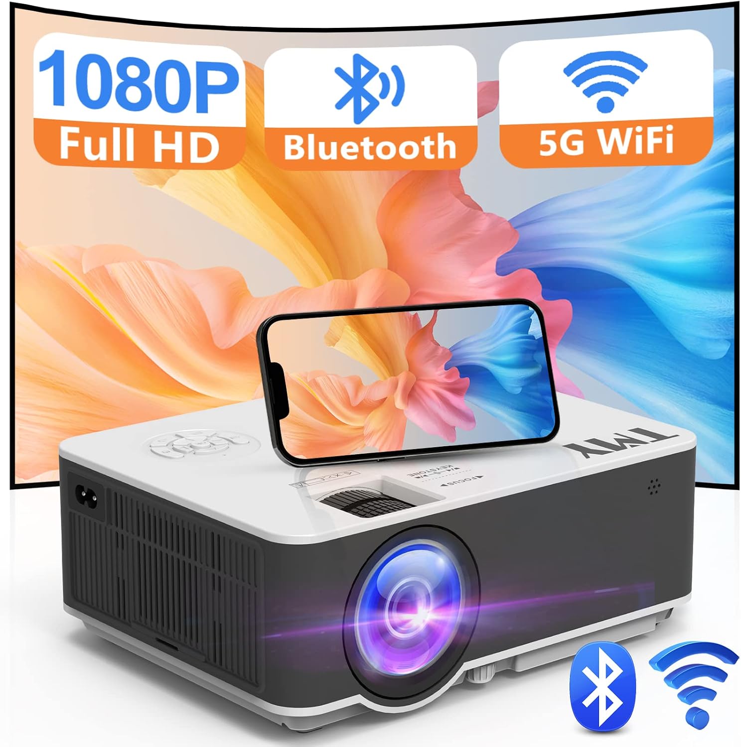 Amazon.com: Mini Projector with 5G WiFi and Bluetooth, Native 1080P ...