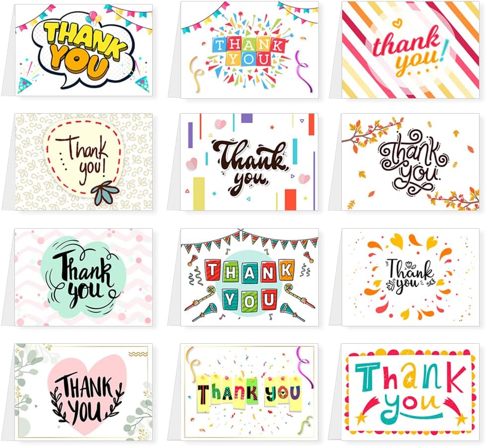Papa Prints Pack of 12 Thank You Cards Multipack with Envelopes (105 x ...