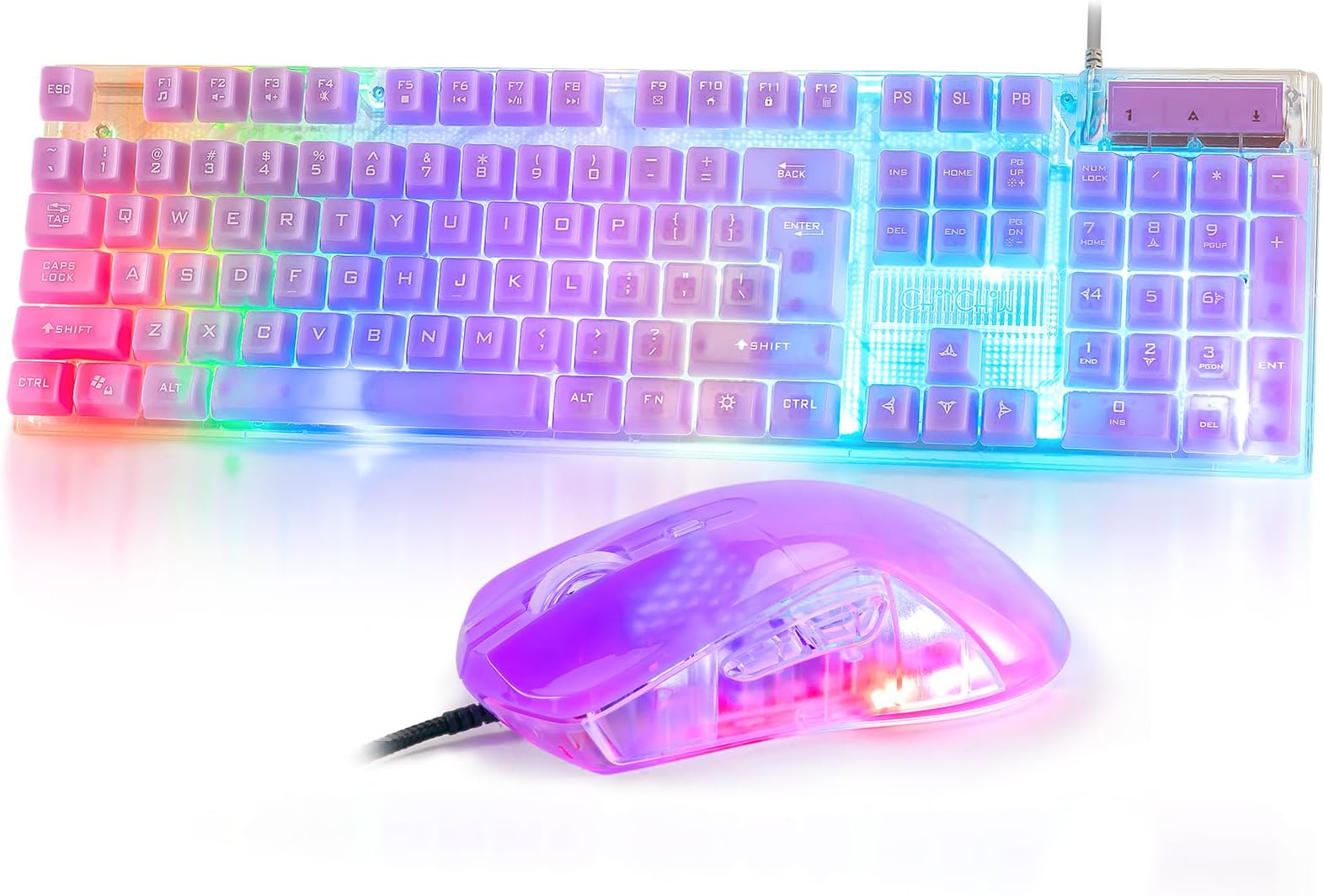 Amazon.com: CHONCHOW Transparent RGB Wired Gaming Keyboad and Mouse ...