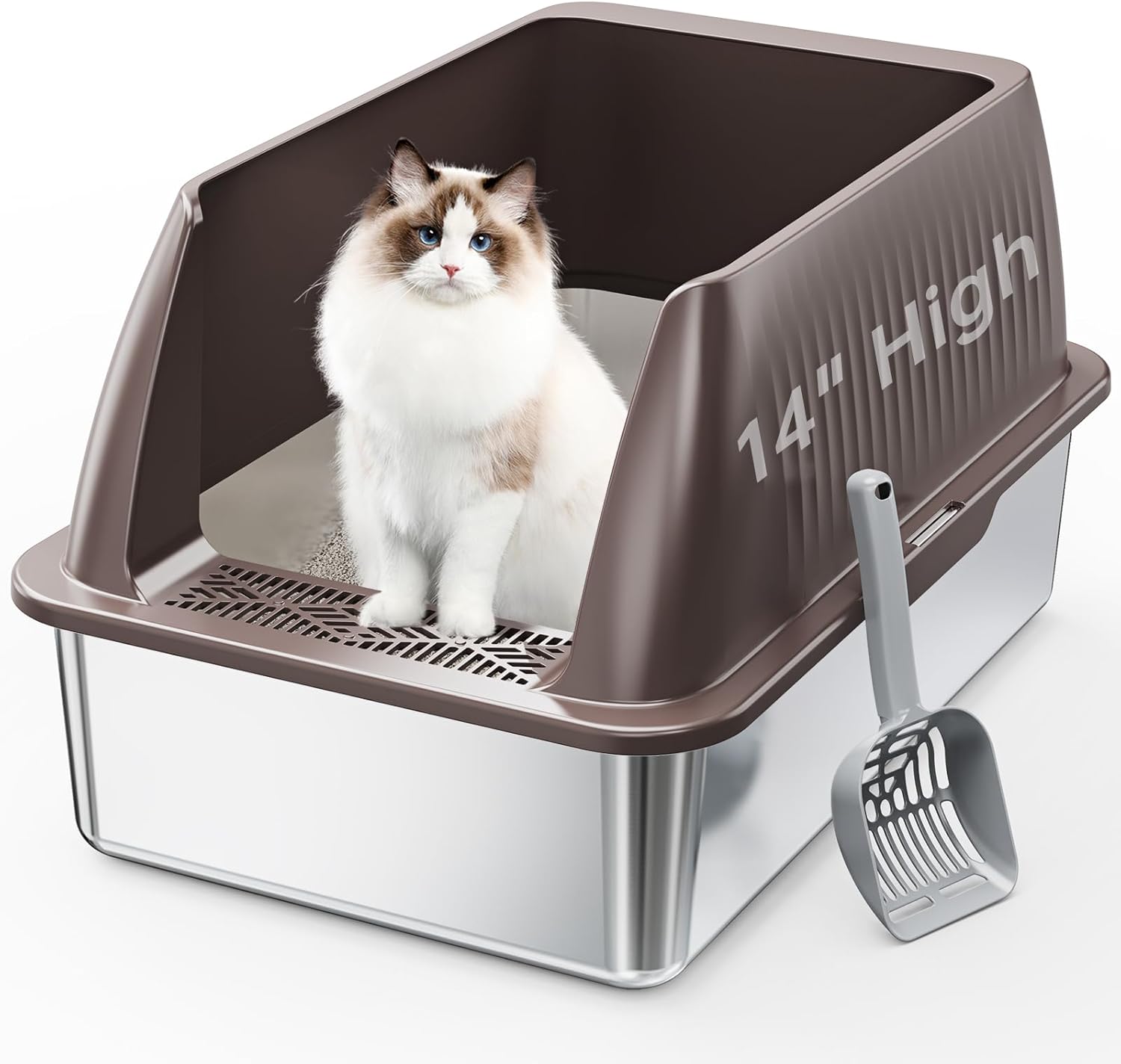 Amazon.com : Hobya 14" Stainless Steel Litter Box for Cats, XL Metal ...