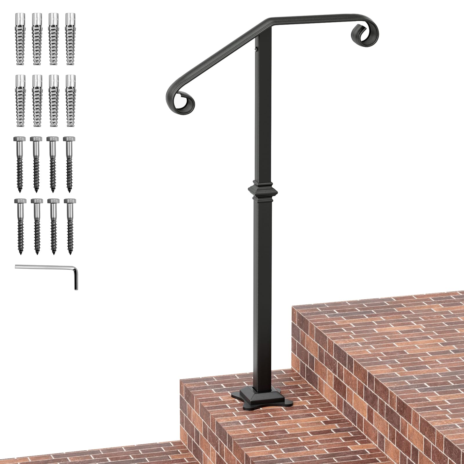 Snapklik.com : SPACEEUP Single Post Handrail 388"X205" Black Step ...