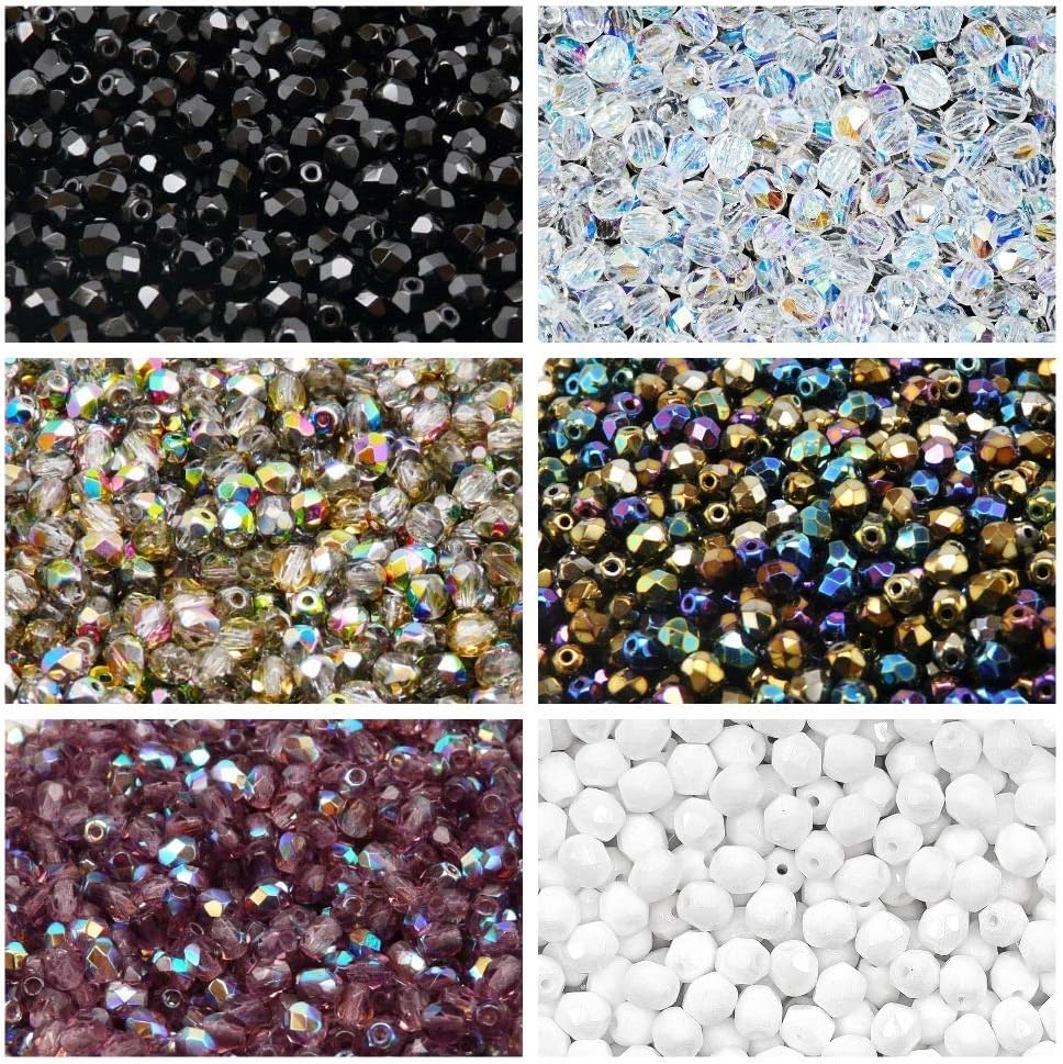 Amazon.com: Rainbow Colored 4mm Round Glass Beads for Crafts - Premium ...