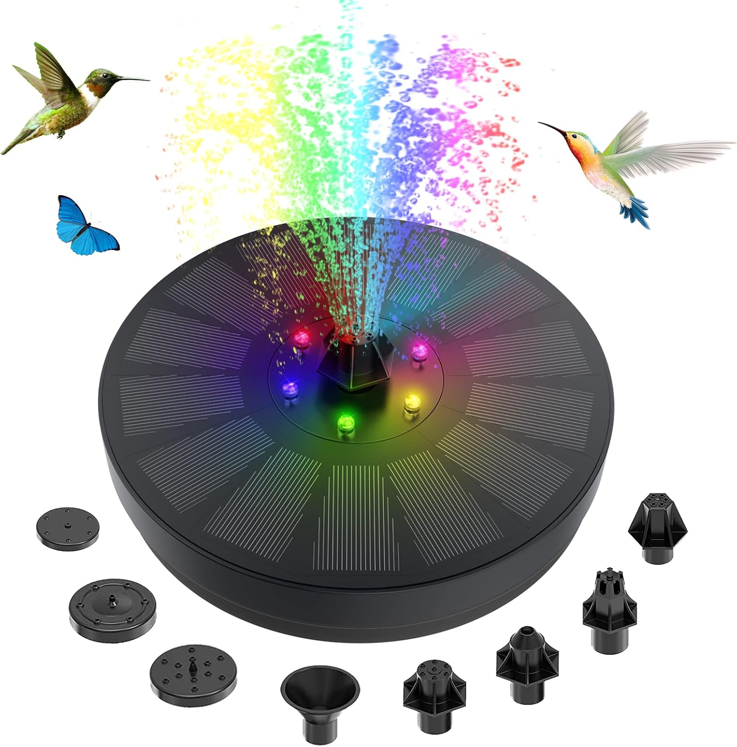 Solar Powered Bird Bath Fountain Pump, 3W Solar Powered Water Fountains ...