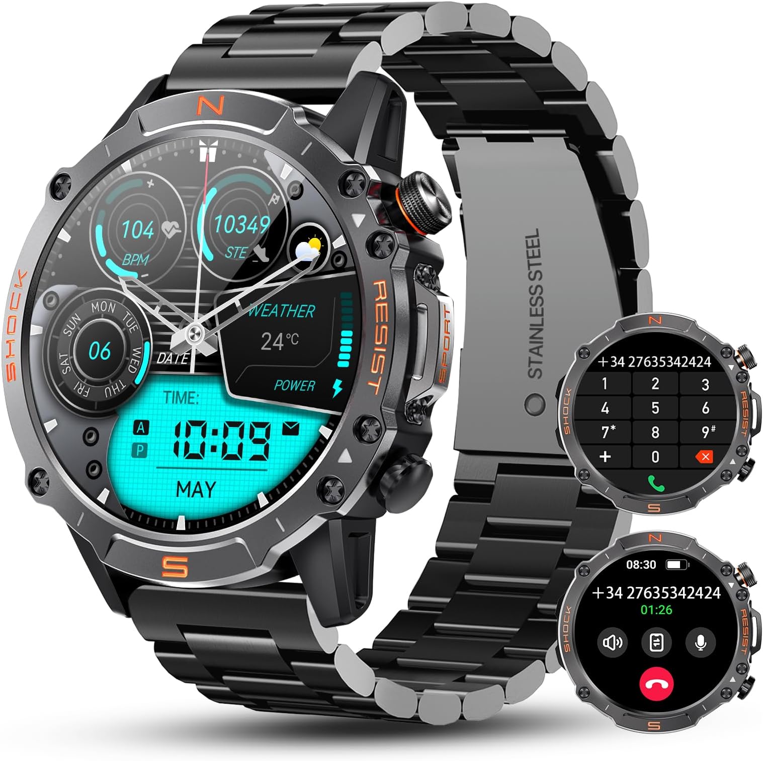 WalkerFit Reloj Inteligente Hombre: Smartwatch Hombre Militar ...