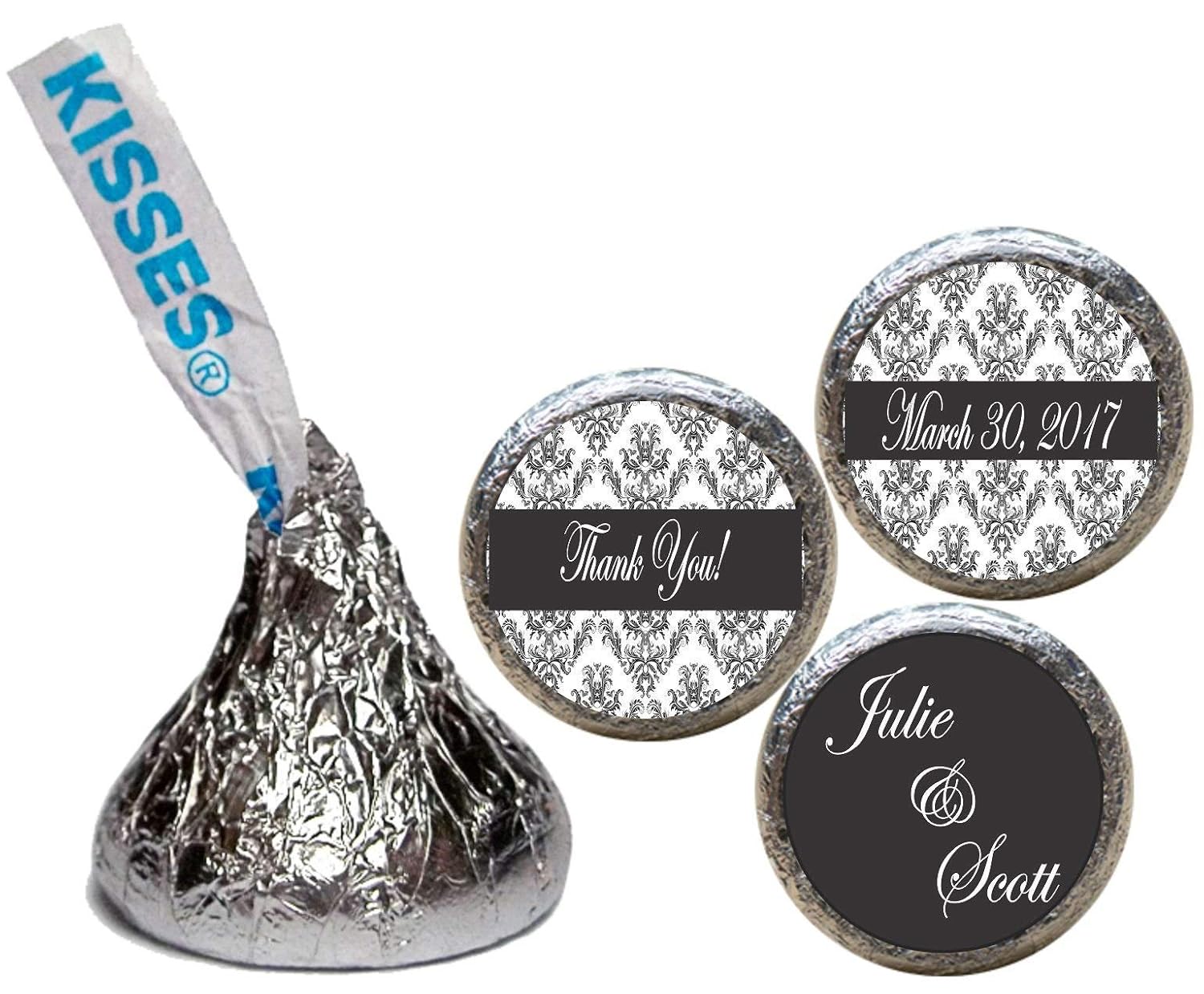 Amazon.com: Damask Wedding Stickers for the Bottom of Chocolate Kisses ...