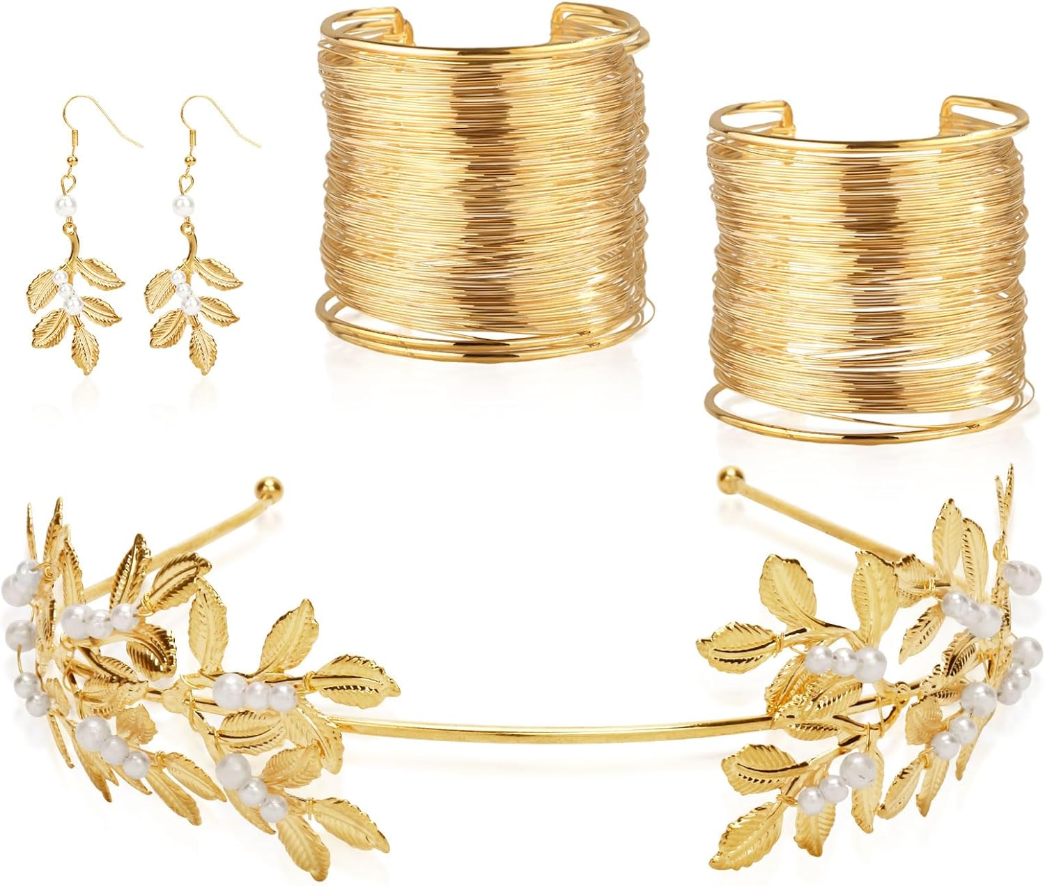5pcs Gold Greek Goddess Costume Accessories, Headpiece Jewelry Set for ...