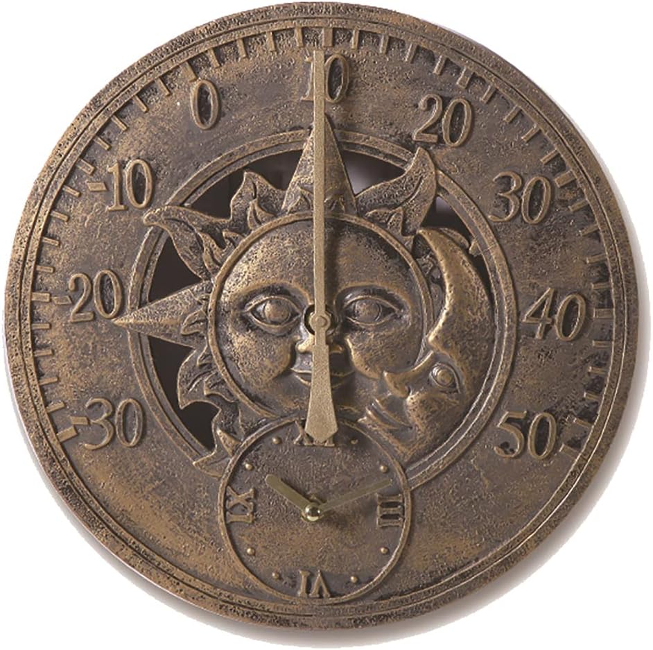 Amazon.com: UQEGO Retro Resin Sun Moon Pattern Garden Clock with ...
