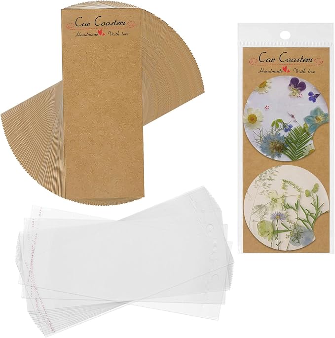 Amazon.com: 100 Pcs Car Coaster Packaging for Selling, Car Coaster ...