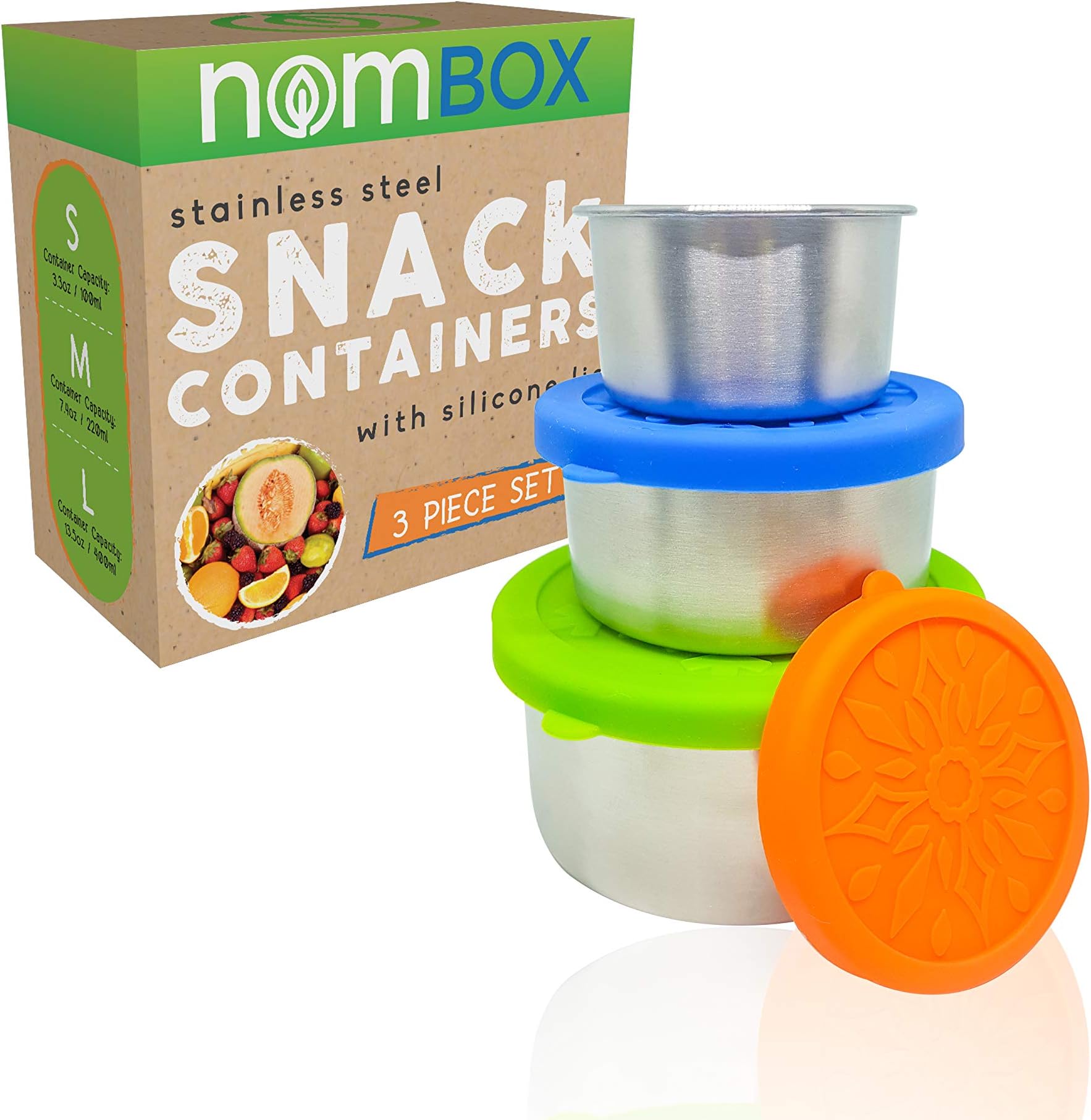 Amazon.com: NomBox Stainless Steel Food Storage Containers – Set of 3 ...