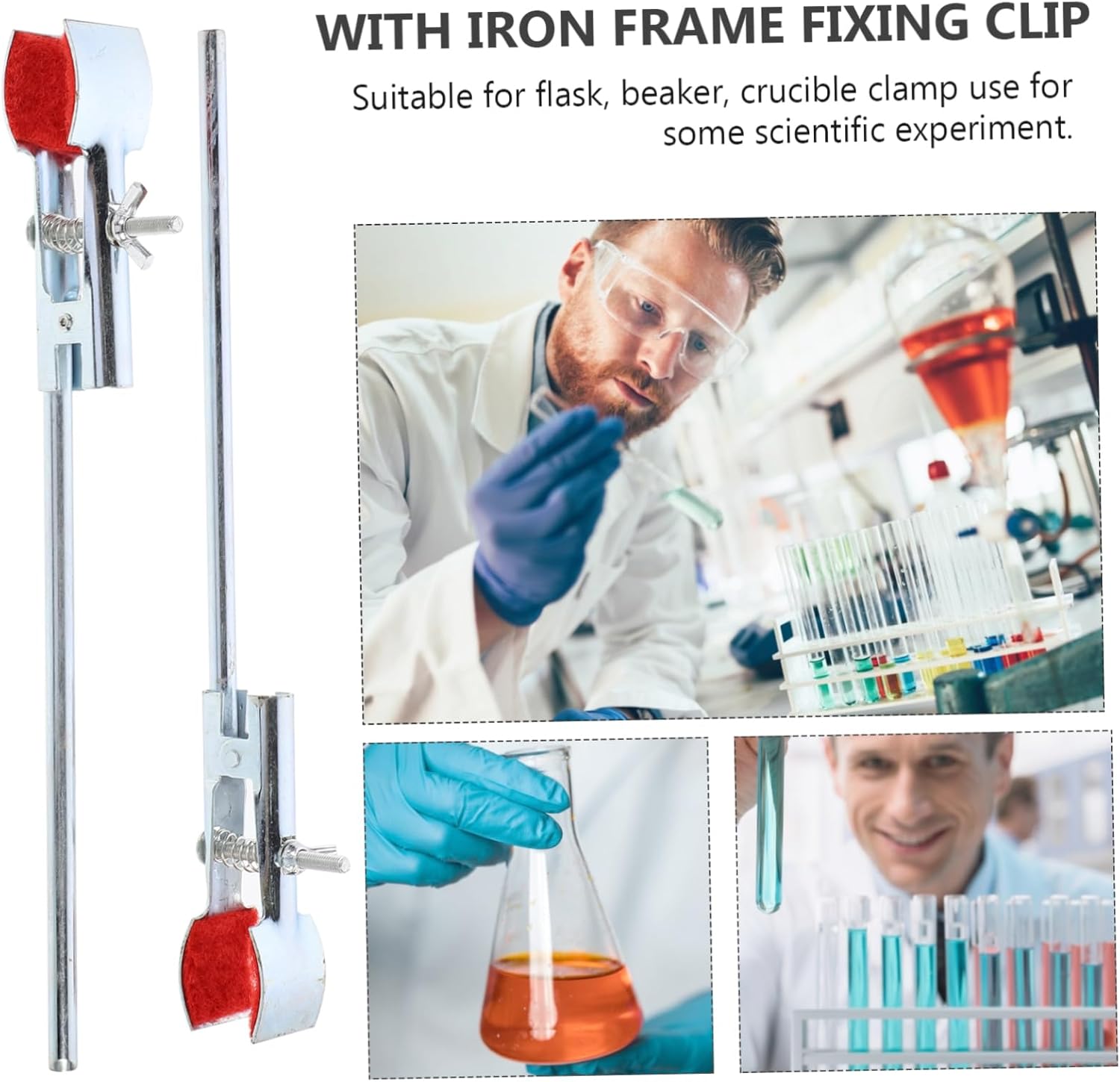 SOLUSTRE 2pcs Flask Clamp Laboratory Round Bottom Fixed Clamp Retort ...