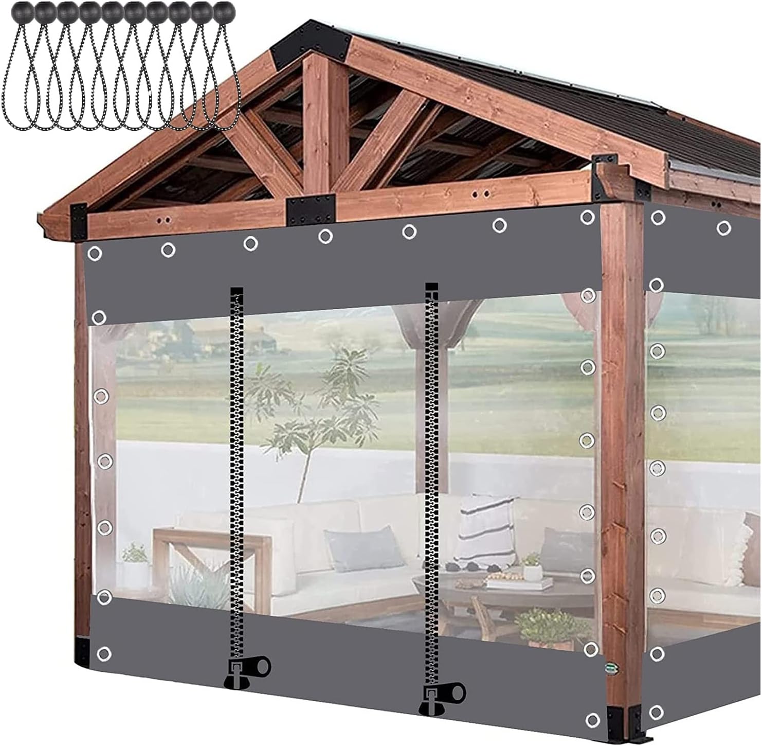 Amazon.com : Clear Waterproof Tarp Curtains, Outdoor Weatherproof Gray ...