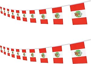 Amazon.com: Peru Peruvian String Banner Flag,16 ft 20 Mini Flags String ...