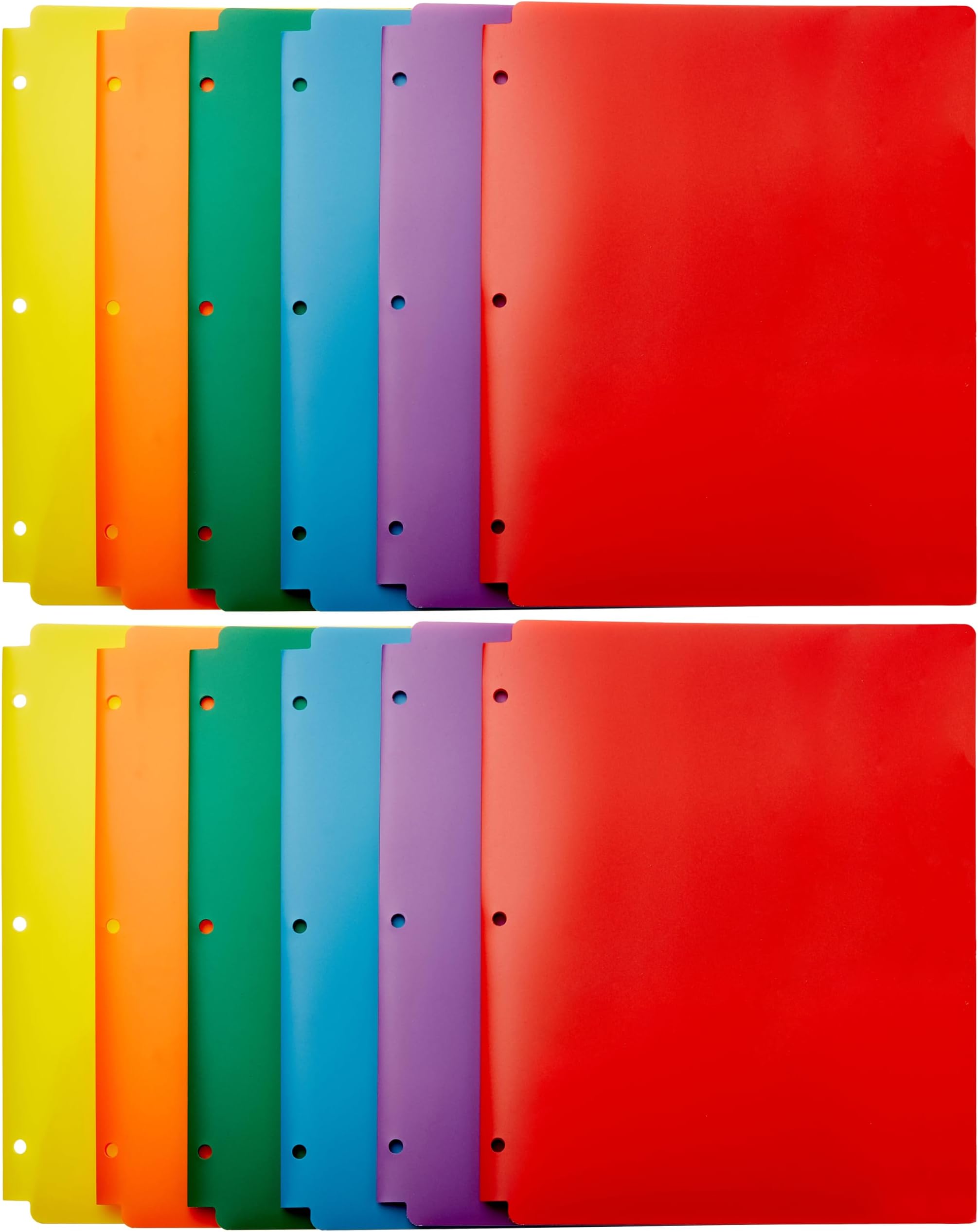 Amazon Basics Plastic 3 Hole Punch Folders with 2 Pockets, Multicolor ...