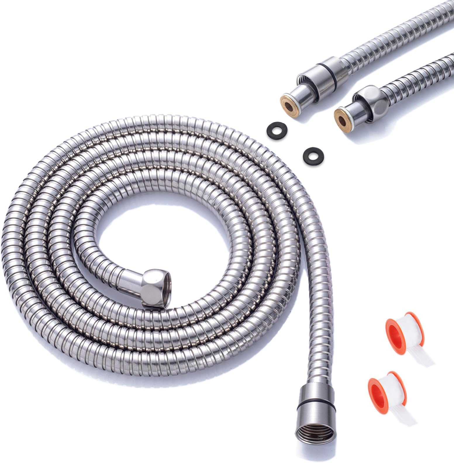 PLUMBINGMASTER Black PVC Shower Hose 96 InchesStainless Steel Handheld ...