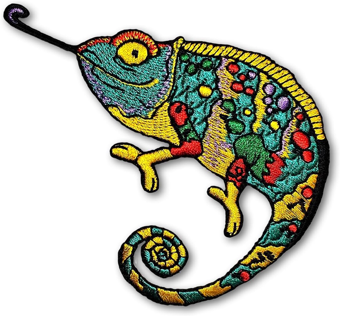 Amazon.com: PatchDeeDee Colorful Chameleon Lizard Retro Hippie Gecko ...