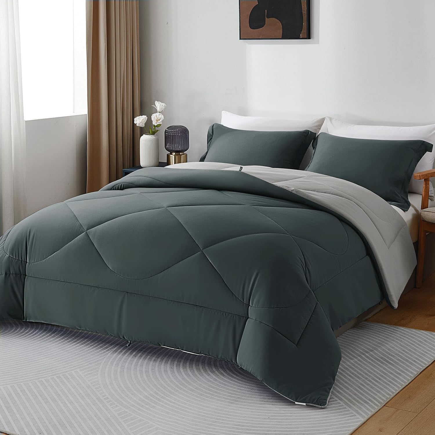 beeweed Double Size Duvet, 10.5 Tog Down Alternative Comforter Set with ...