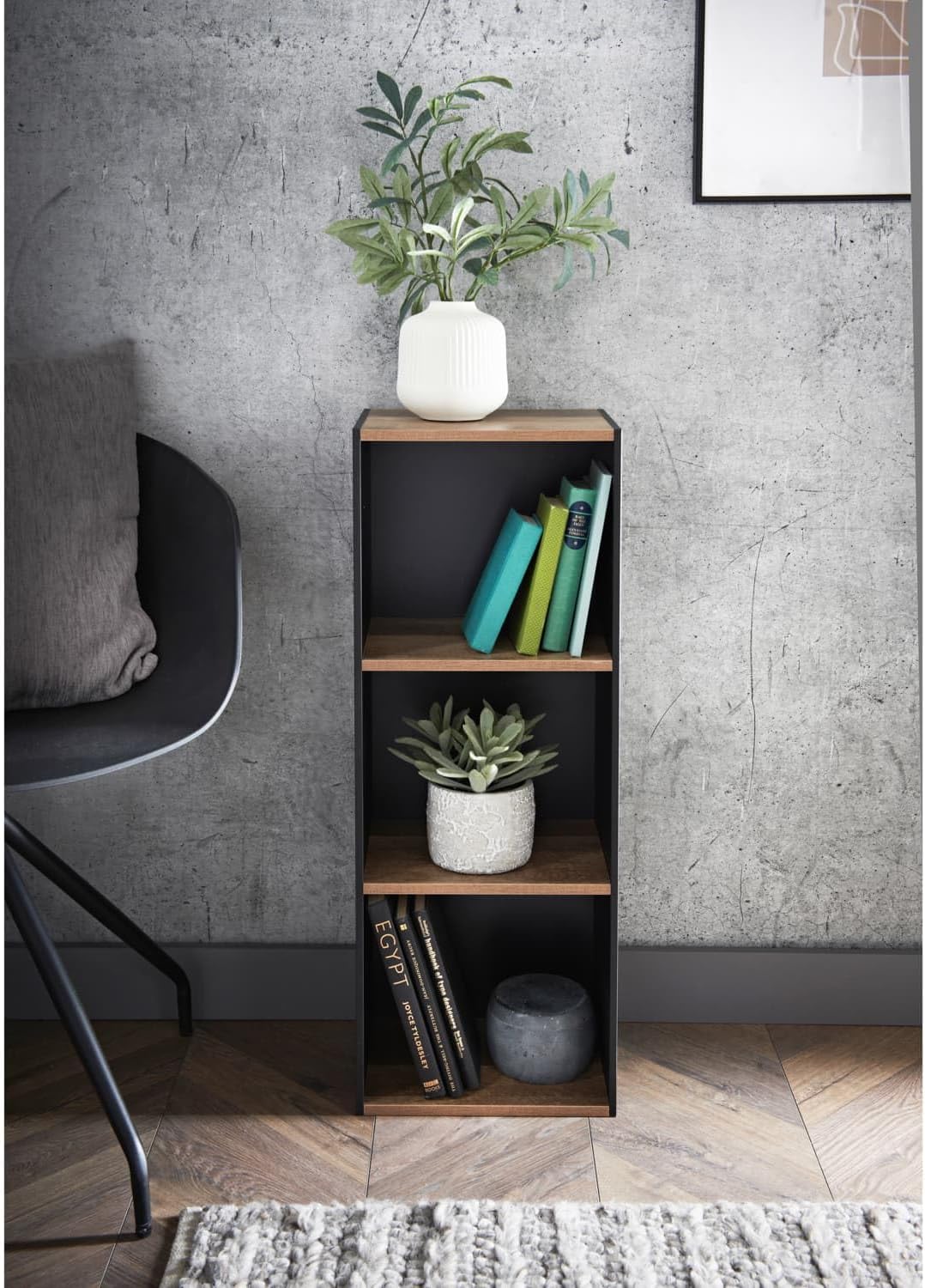 Homme Concept 3 Cube Storage Unit – Tall Narrow Black Bookcase ...
