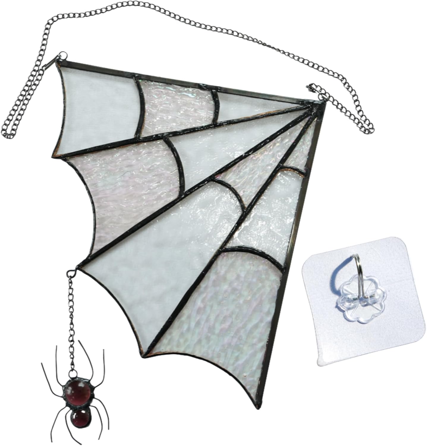 Amazon.com: Handcrafted Stained Glass Spider Web Suncatcher with ...