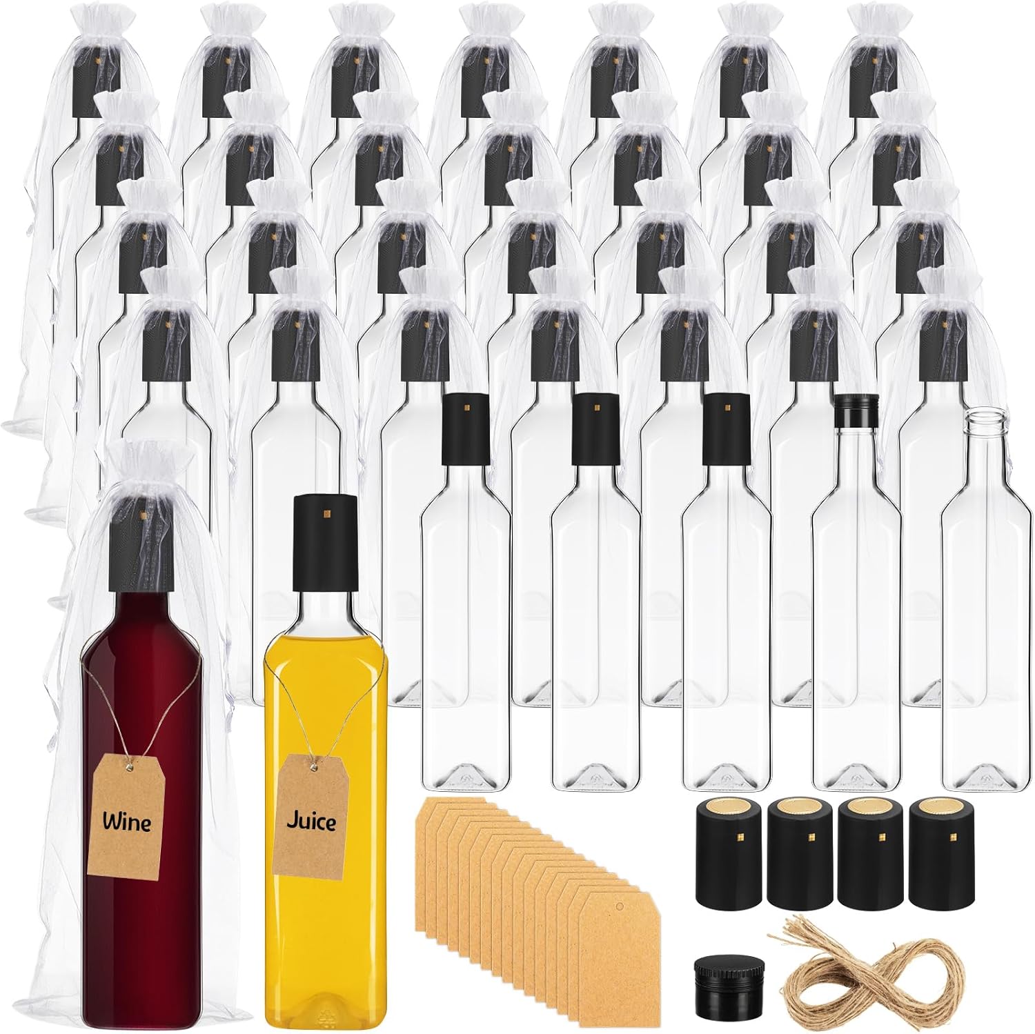 Amazon.com | Blushtier 16 Sets Plastic Wine Bottles Set 25 oz Clear ...
