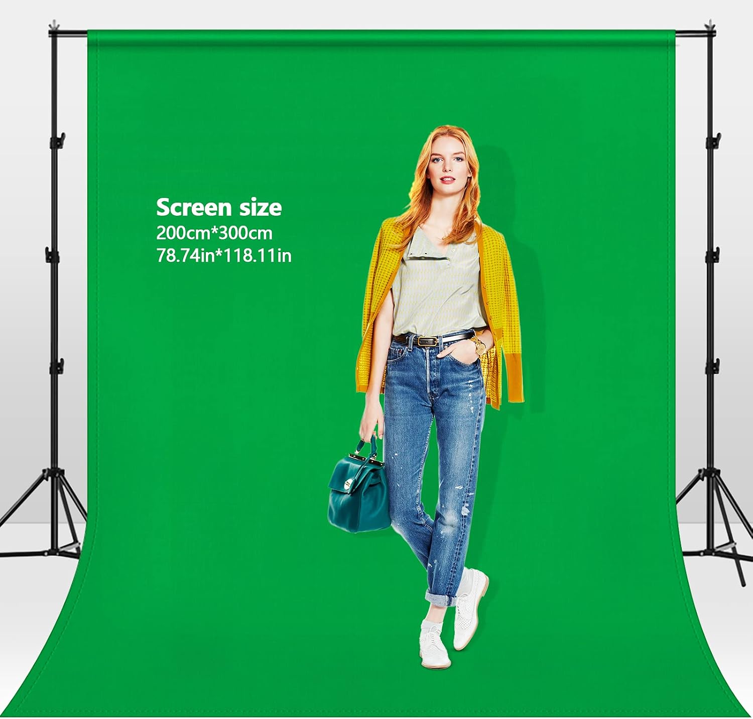 Green Screen Background Kit, 2x3M Green Screen Cloth + 4 Photo Studio ...